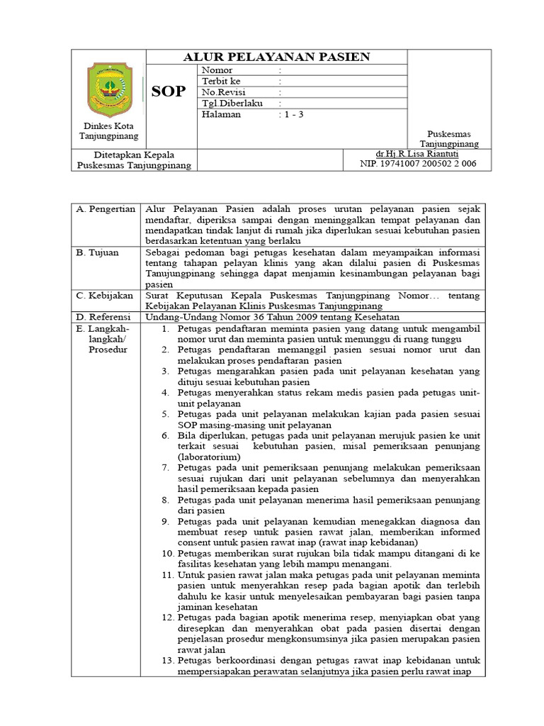 Sop Alur Pelayanan Pasien Compress | PDF