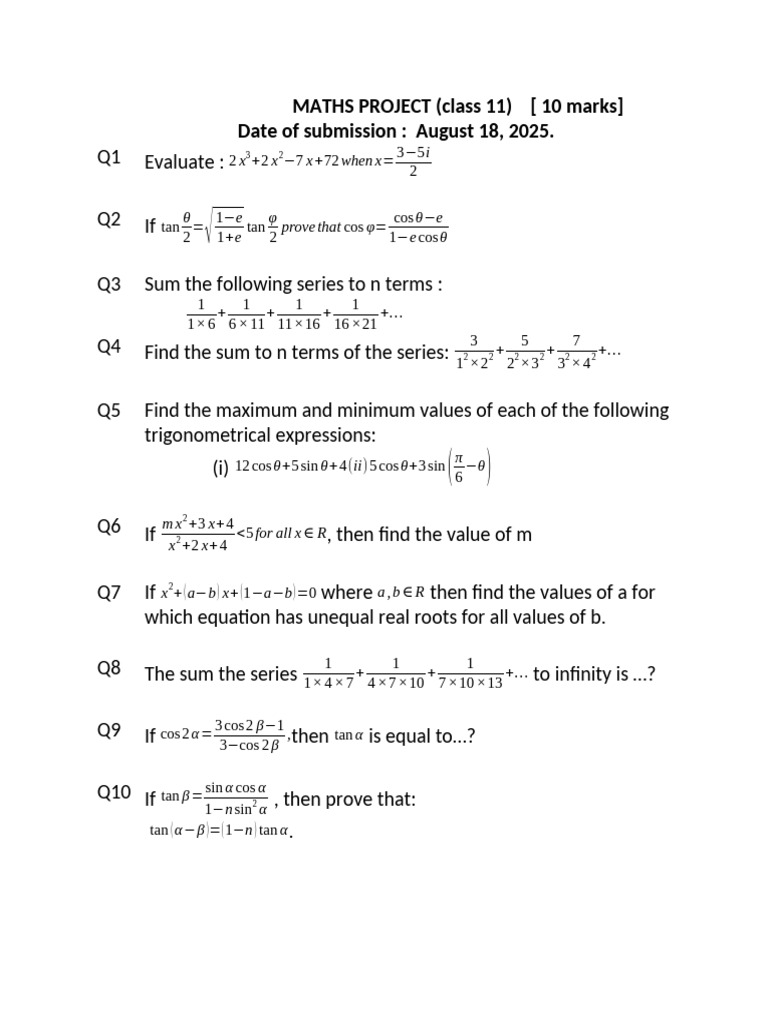 Maths Project 11 | PDF