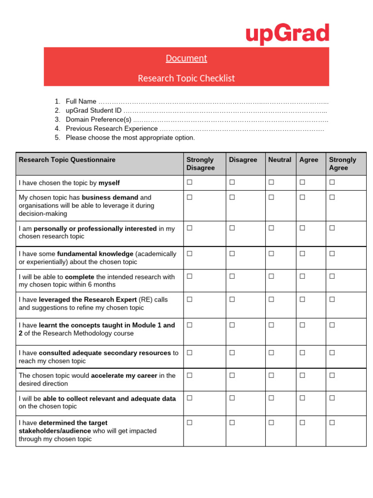Research Topic Checklist | PDF