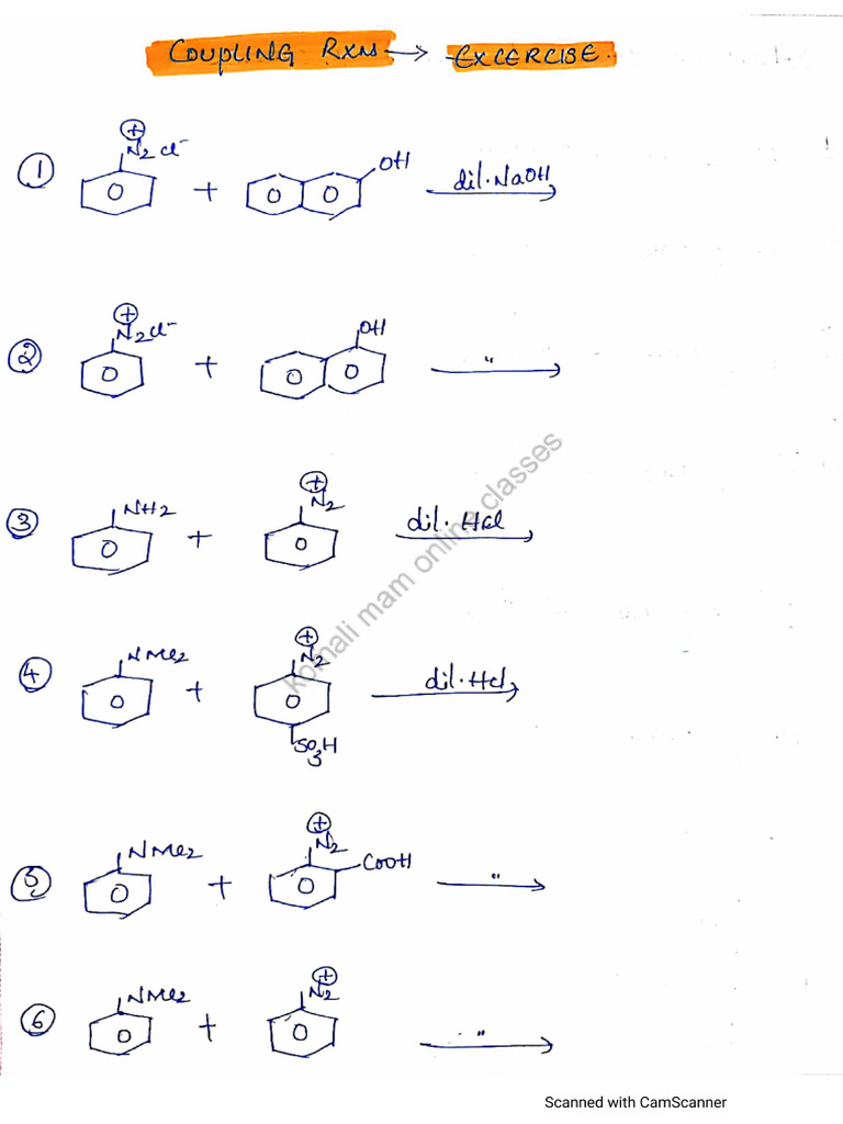 Coupling Reaction Practice Sheets Day-4 | PDF