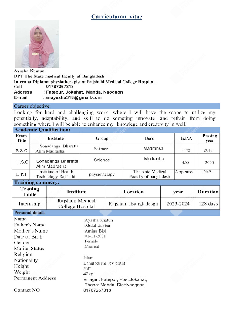 Ayesha CV New | PDF