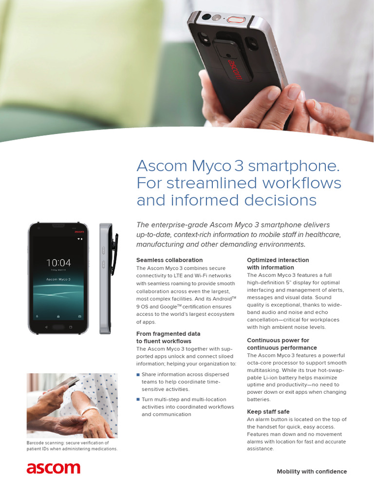 01547-04 ENX Ascom Myco 3 Combined Product Sheet | PDF | Smartphone ...