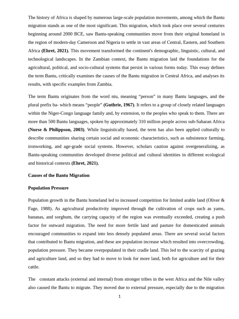 Bantu Migration Assignment Today | PDF | Zambia | Africa