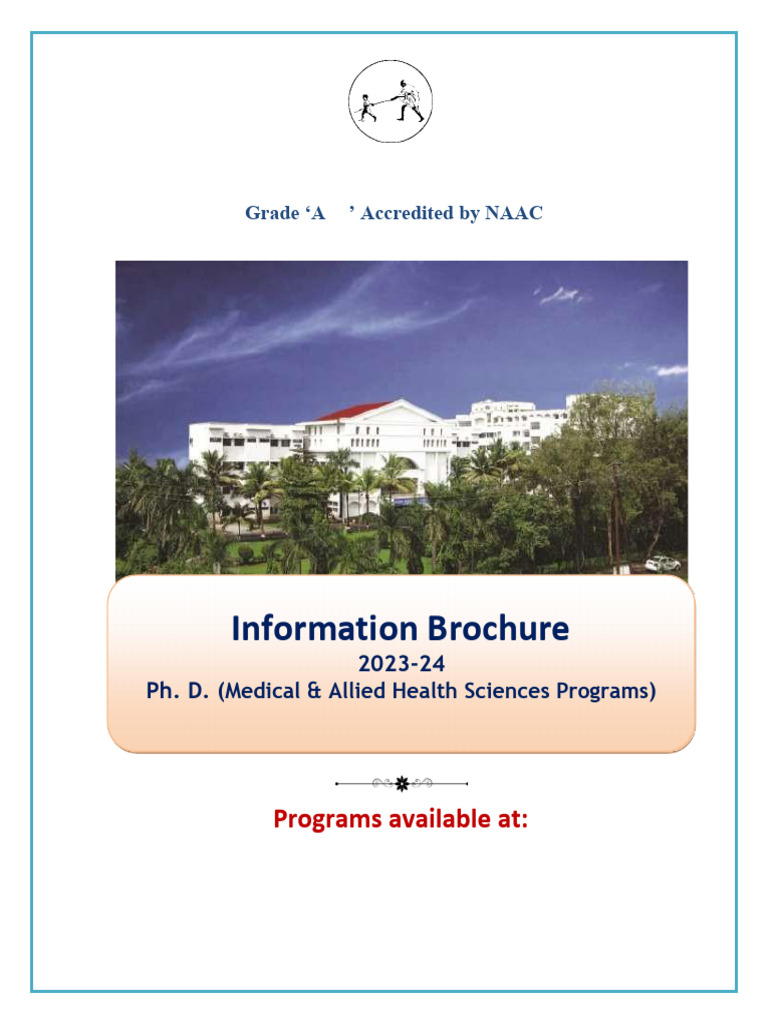 PHD - Admission Brochure 2023-24 | PDF | Doctor Of Medicine | Doctor Of Philosophy