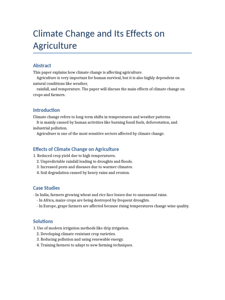 Climate Change's Impact on Agriculture | PDF