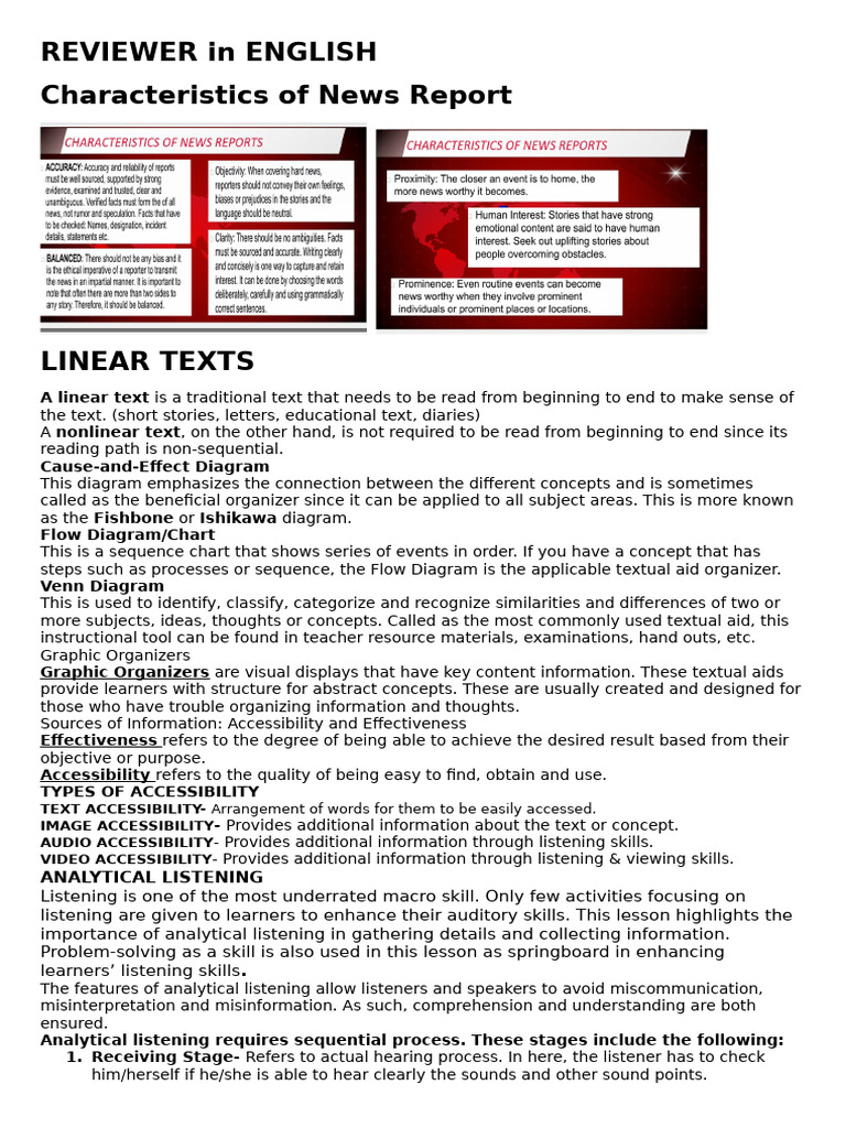Characteristics of News Reports Explained | PDF | Concept | Information