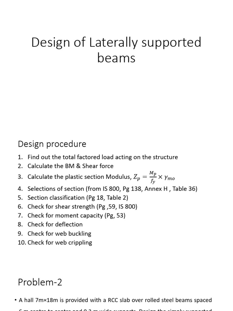 Design of Laterally Supported Beams-new.pptx | PDF | Beam (Structure ...