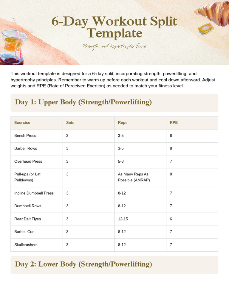 6-Day Powerlifting Workout Plan | PDF | Sports Science | Strength Training