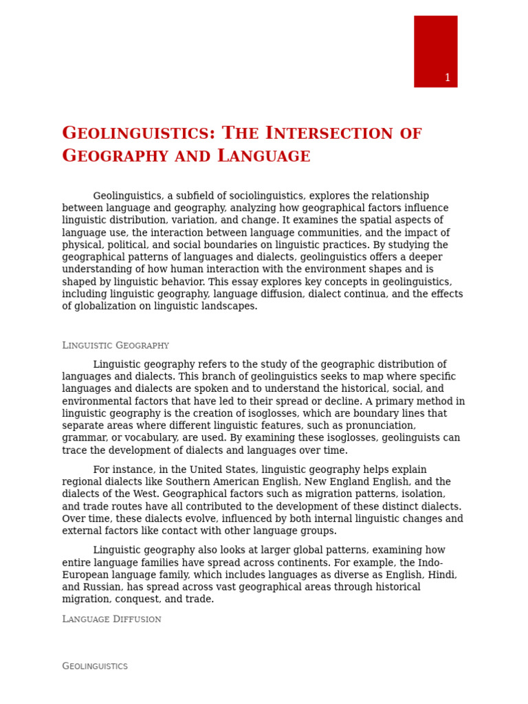 Geolinguistics: Language and Geography | PDF | Dialect | Linguistics