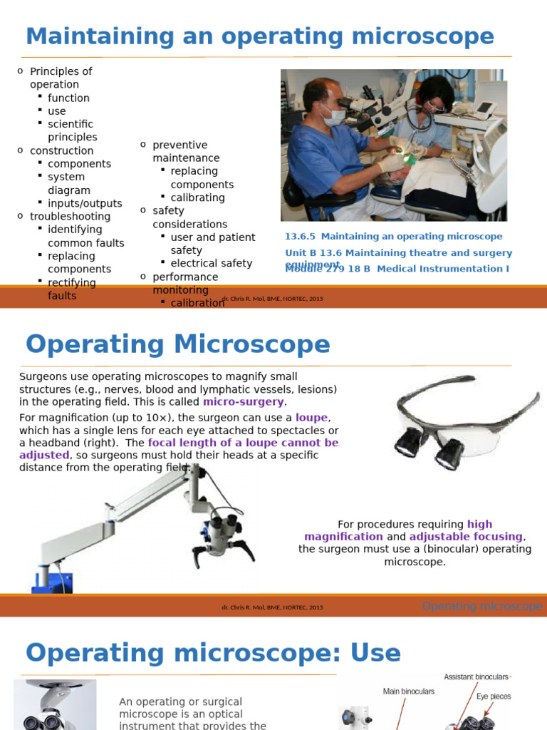 Operating Microscope Maintenance Guide | PDF | Optics | Light