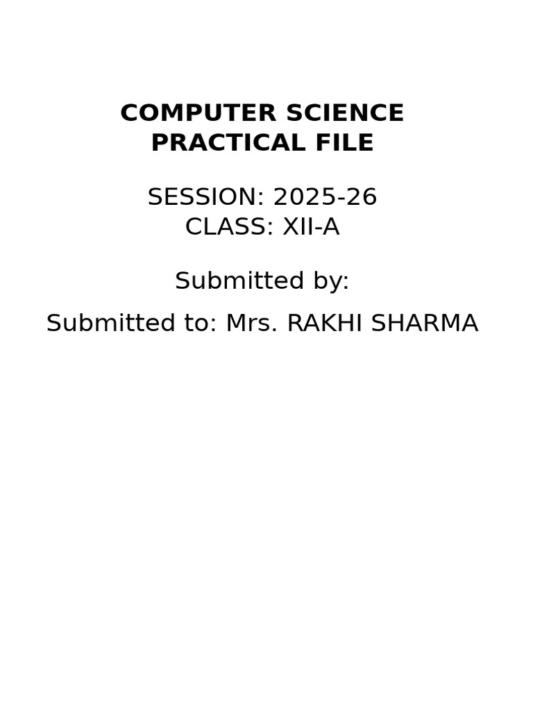 Practical File 2025-2026 | PDF | Table (Database) | Sql