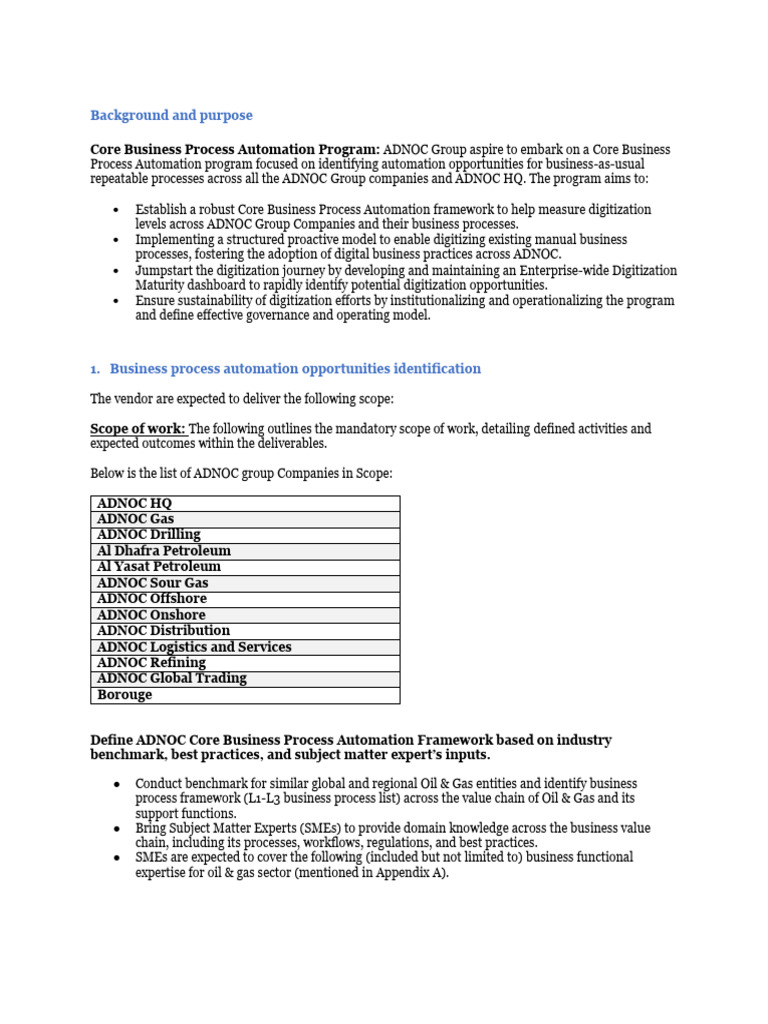 Scope - Qatar - Core Business Process Architecture | PDF | Business ...