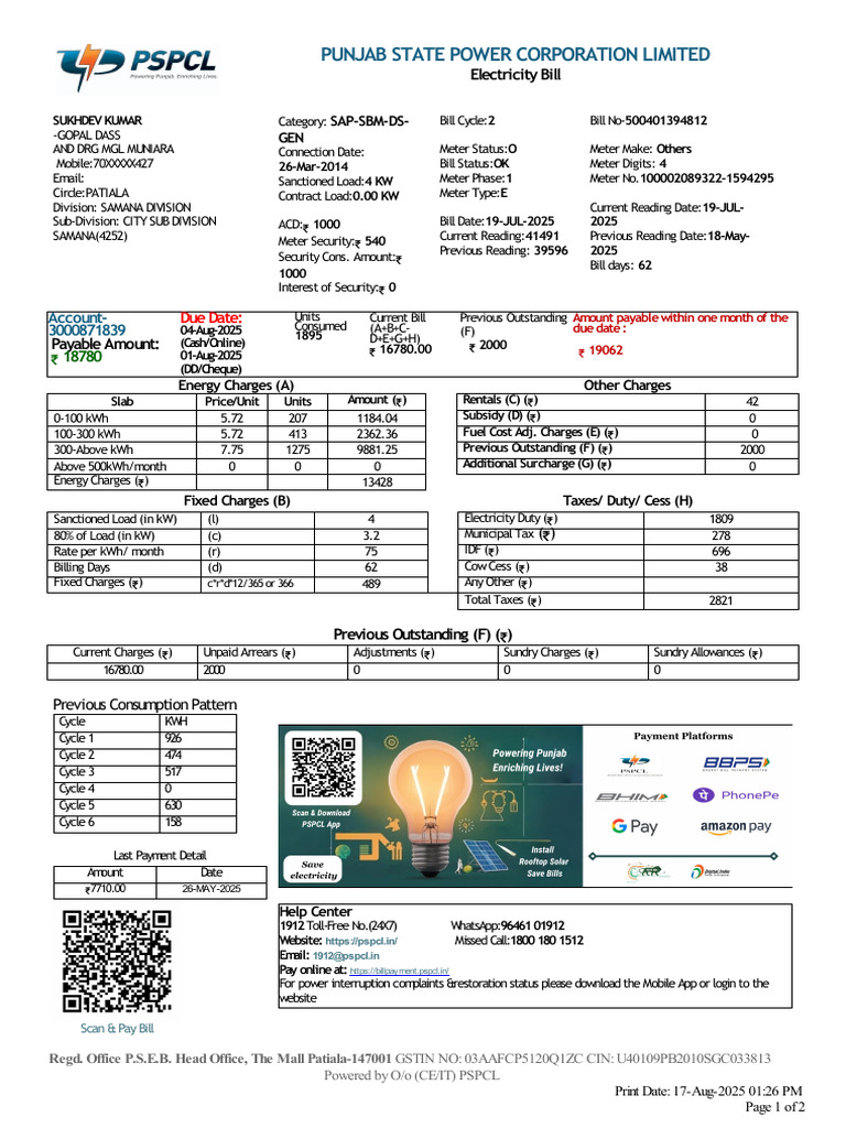 Punjab Electricity Bill Summary | PDF | Power (Physics) | Electric Power