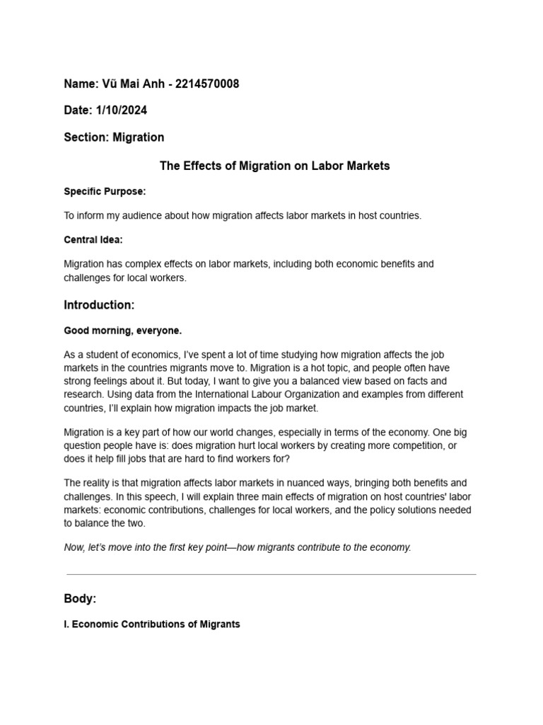 Migration's Impact on Labor Markets | PDF | Human Migration | Immigration