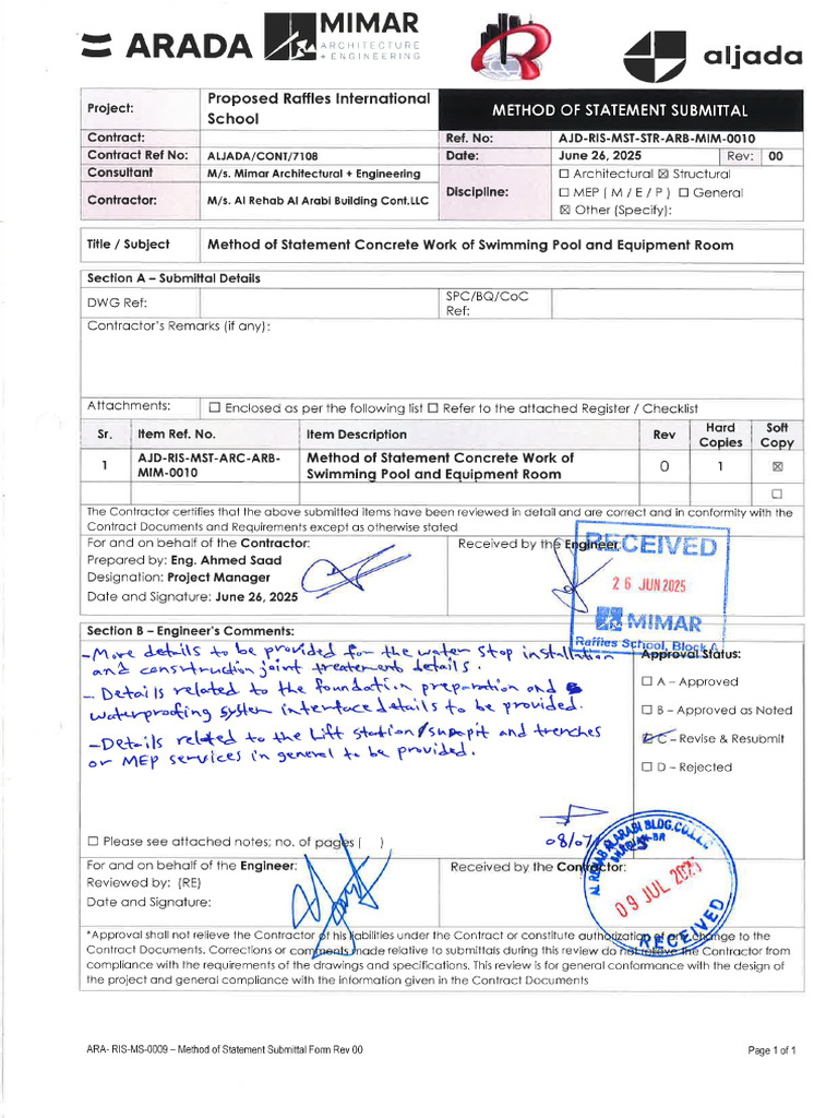 AJD-RIS-MS-ARC-ARB-MIM-0010 R0 - Method of Statement Concrete Work of ...