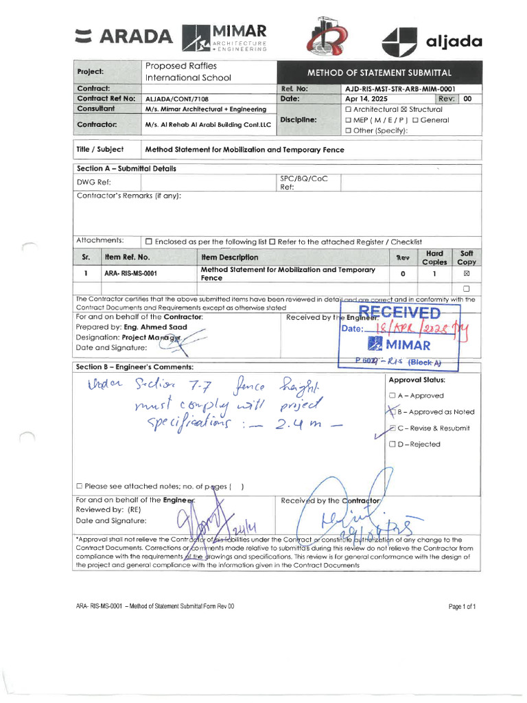 AJD-RIS-MST-STR-ARB-MIM-0001 - Method of Statement For Mobilization and ...
