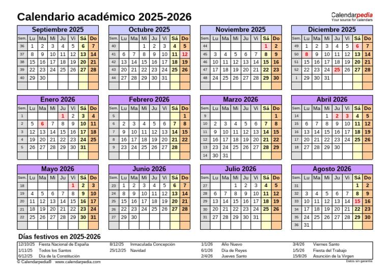 Calendario Académico 2025-2026 | PDF