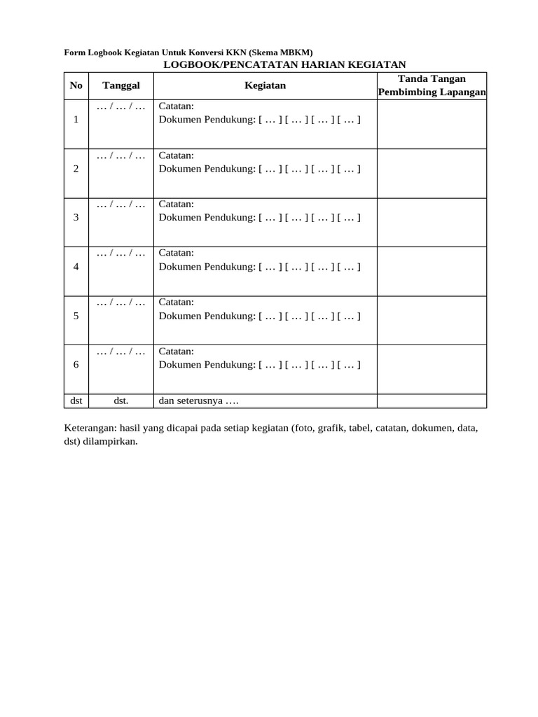 Format Logbook Kegiatan | PDF
