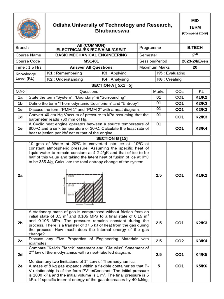 BME MIDSEM QS - Compensatory | PDF | Heat | Gases