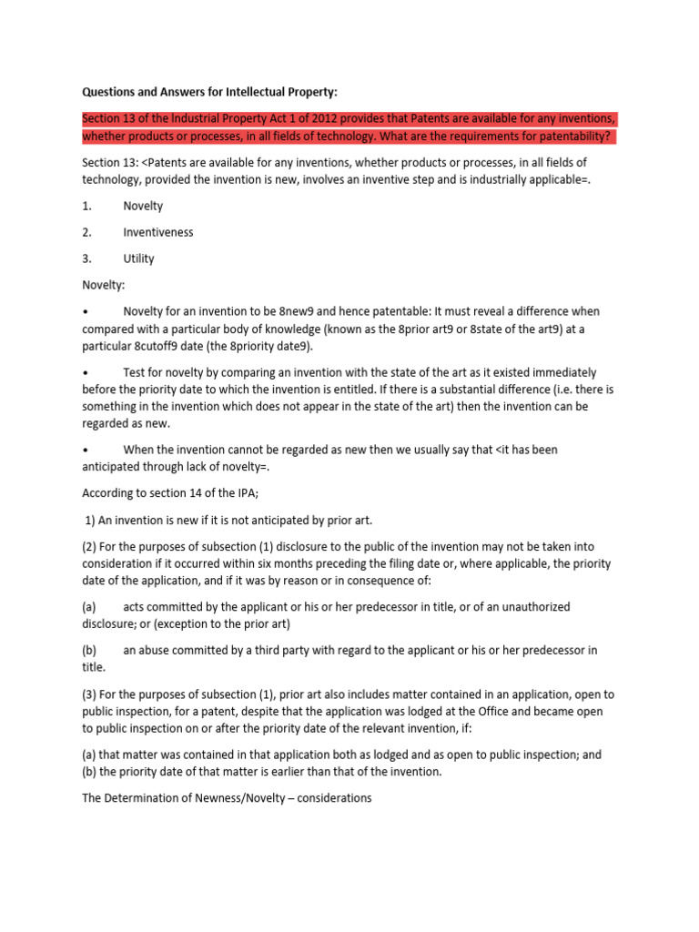 IP Question and Answer | PDF | Intellectual Property | Intellectual ...