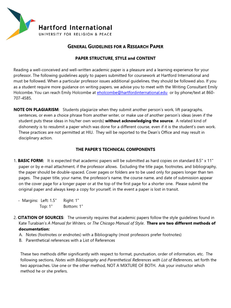 Research Paper Guidelines for HIU | PDF | Citation | Note (Typography)