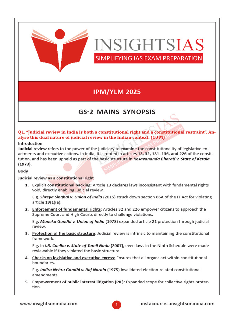 General Studies Paper 2 (Mains) - Simulation Test 7-QP | PDF
