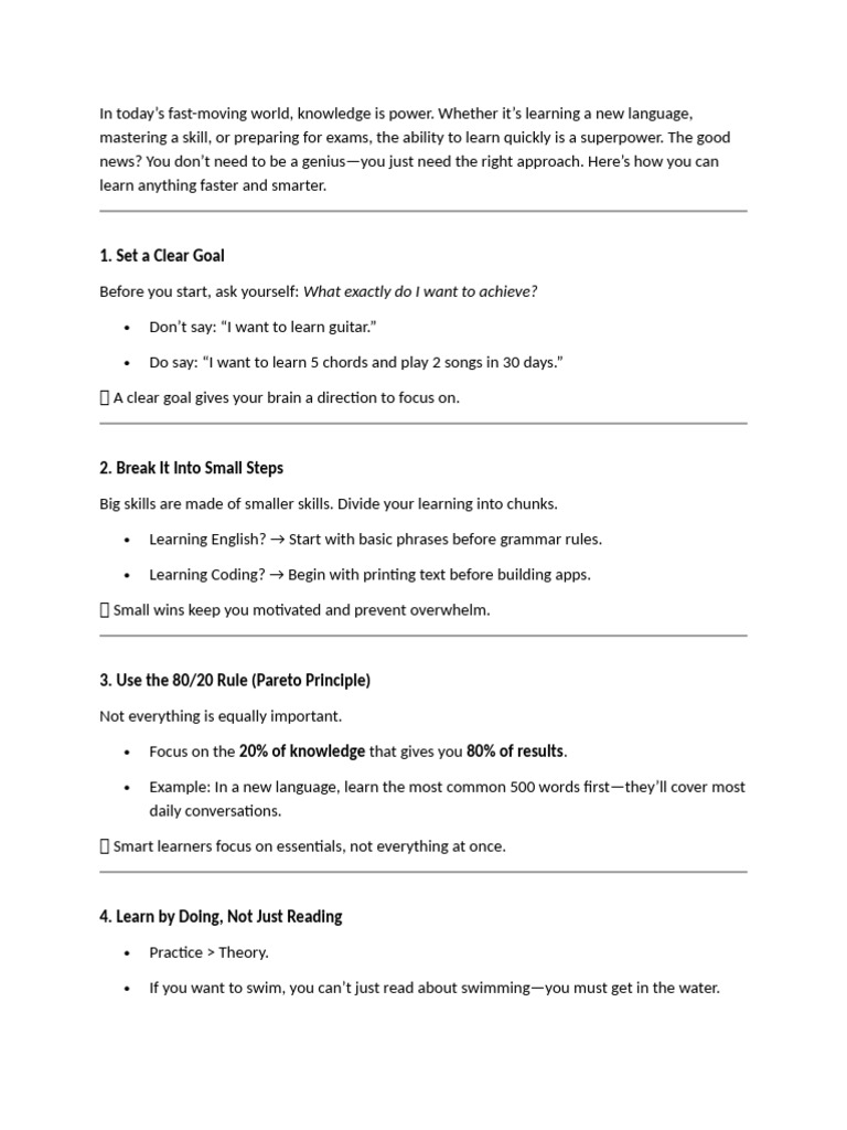 Master Fast Learning Techniques | PDF | Learning | Knowledge