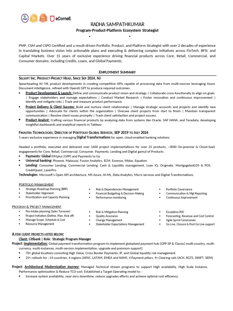 Radha Sampathkumar Resume | PDF | Big Data | Analytics