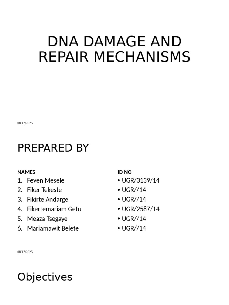 DNA Damage and Repair Mechanisms | PDF | Dna Repair | Dna
