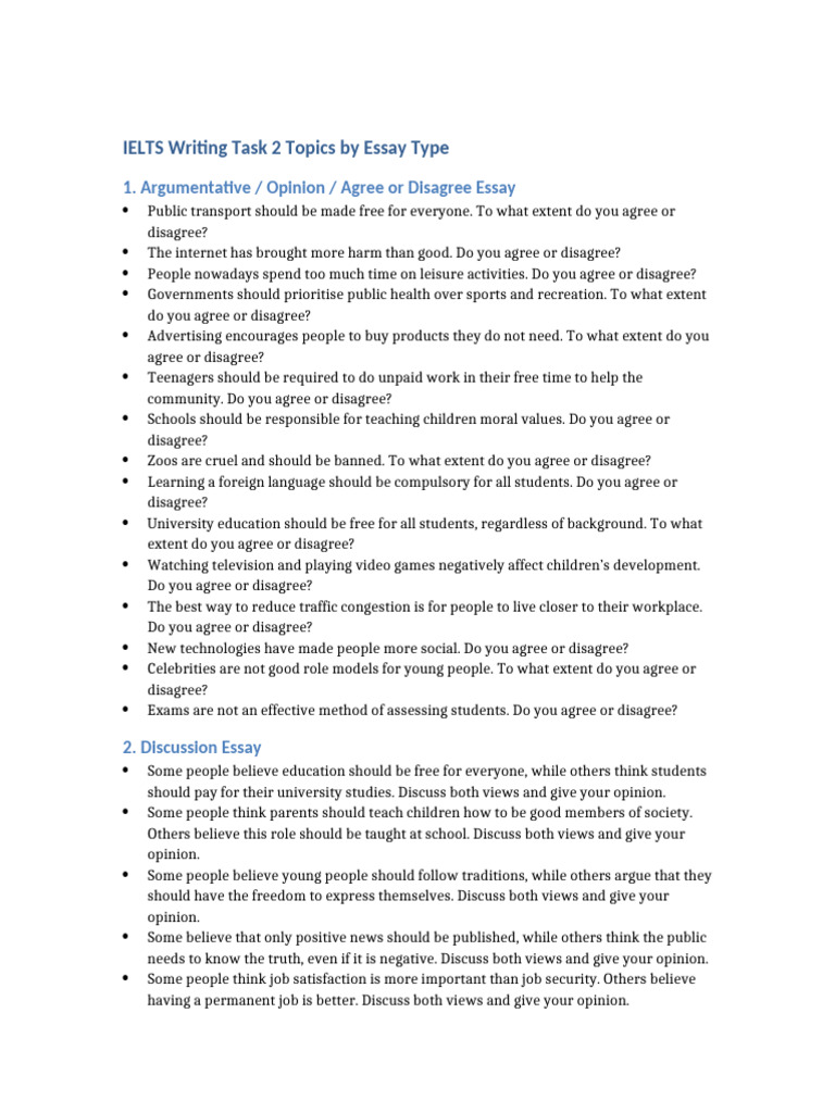 IELTS Writing Task2 Topics | PDF | Urbanization