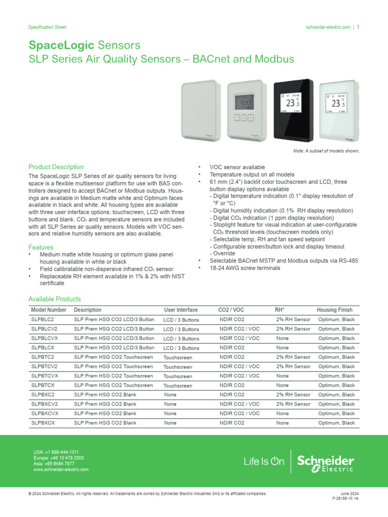 2.10 SLP Series Air Quality Specification Sheet F 28158 10 | PDF ...