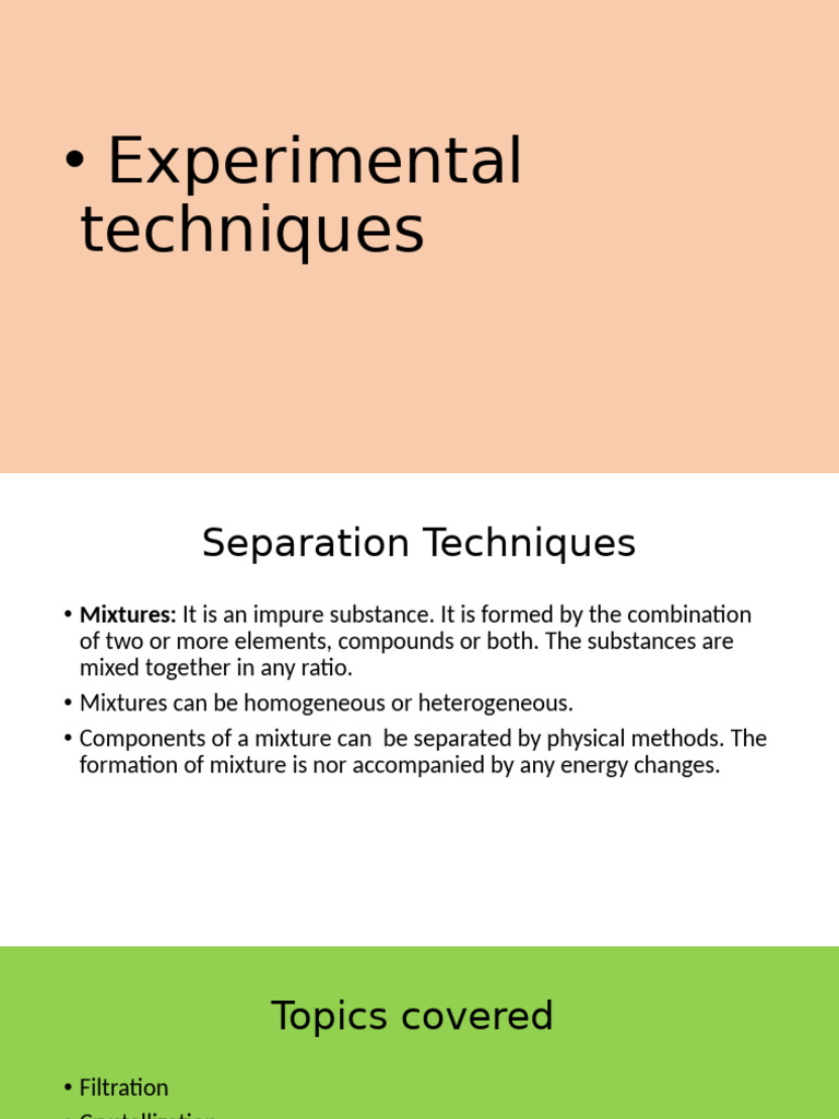 Separation Techniques for Mixtures | PDF | Filtration | Solubility