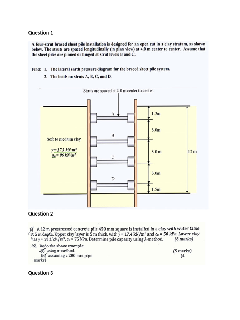 Foundation Engineering II Questions | PDF