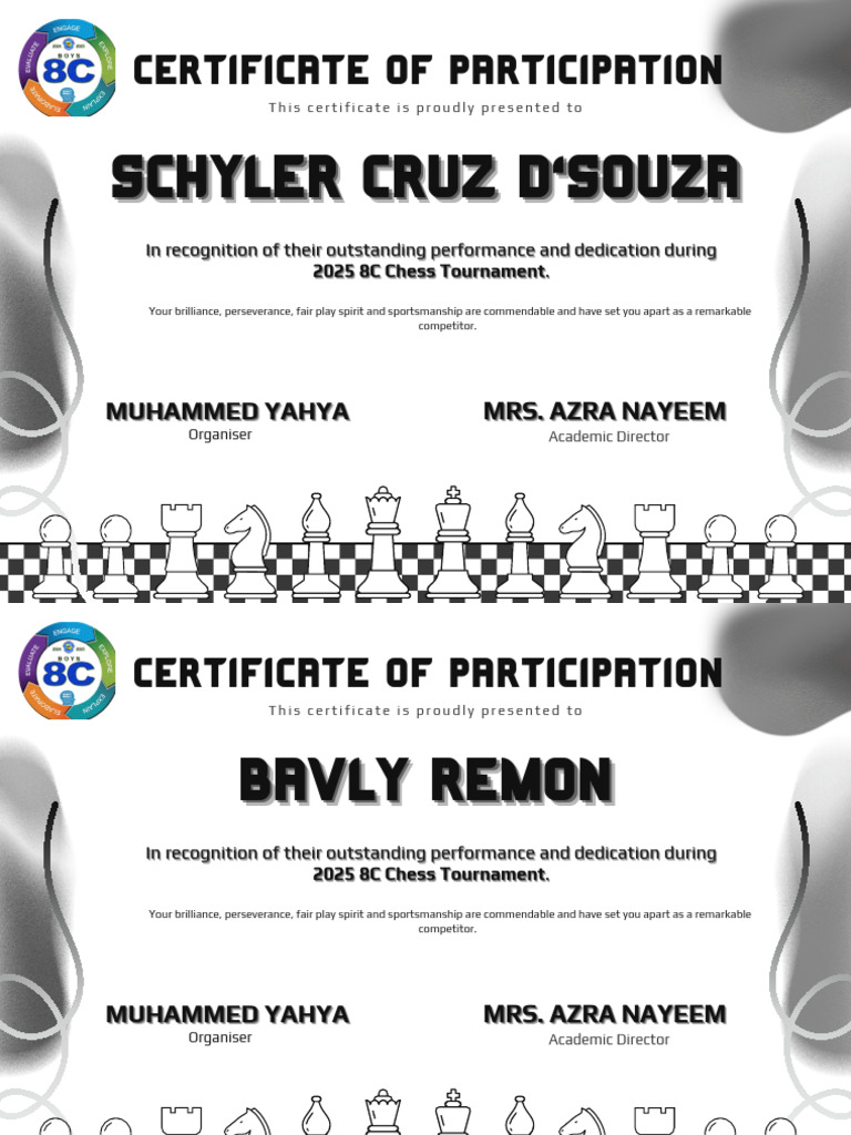 Chess Certificates of Participation | PDF