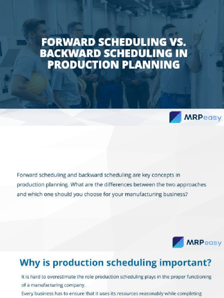 Forward Scheduling Vs Backward Scheduling in Production Planning | PDF