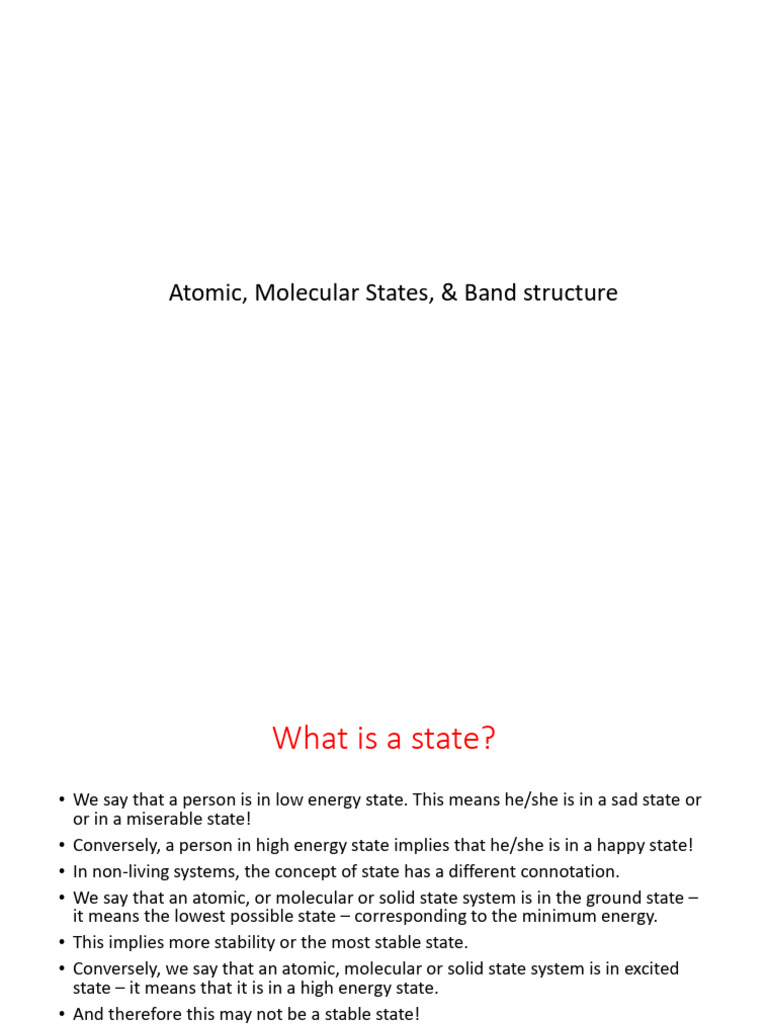 Atomic and Molecular Structure Overview | PDF | Energy Level | Chemical ...