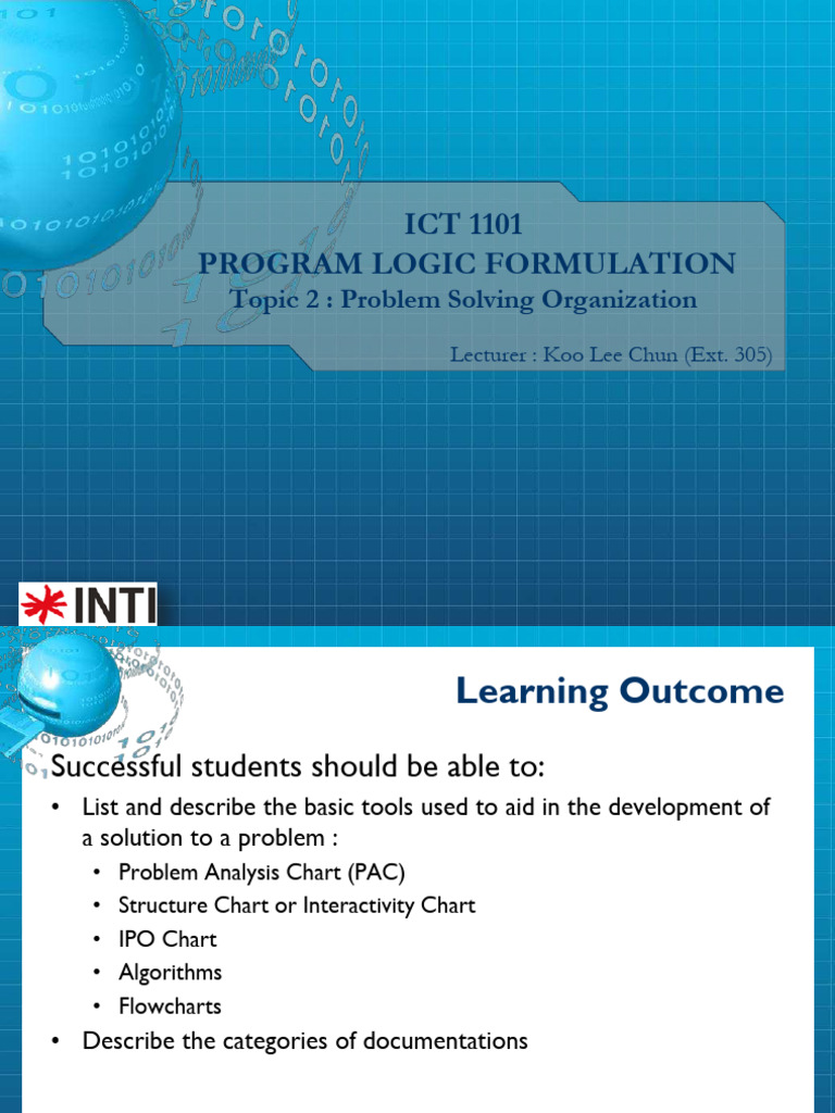 Ict 1101 Program Logic Formulation Topic | PDF | Computer Data Storage | Algorithms