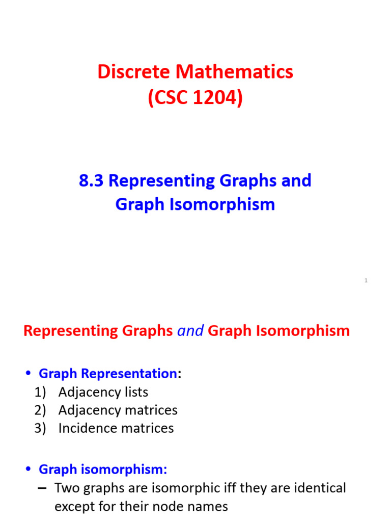 Graph Representation and Isomorphism | PDF | Vertex (Graph Theory ...