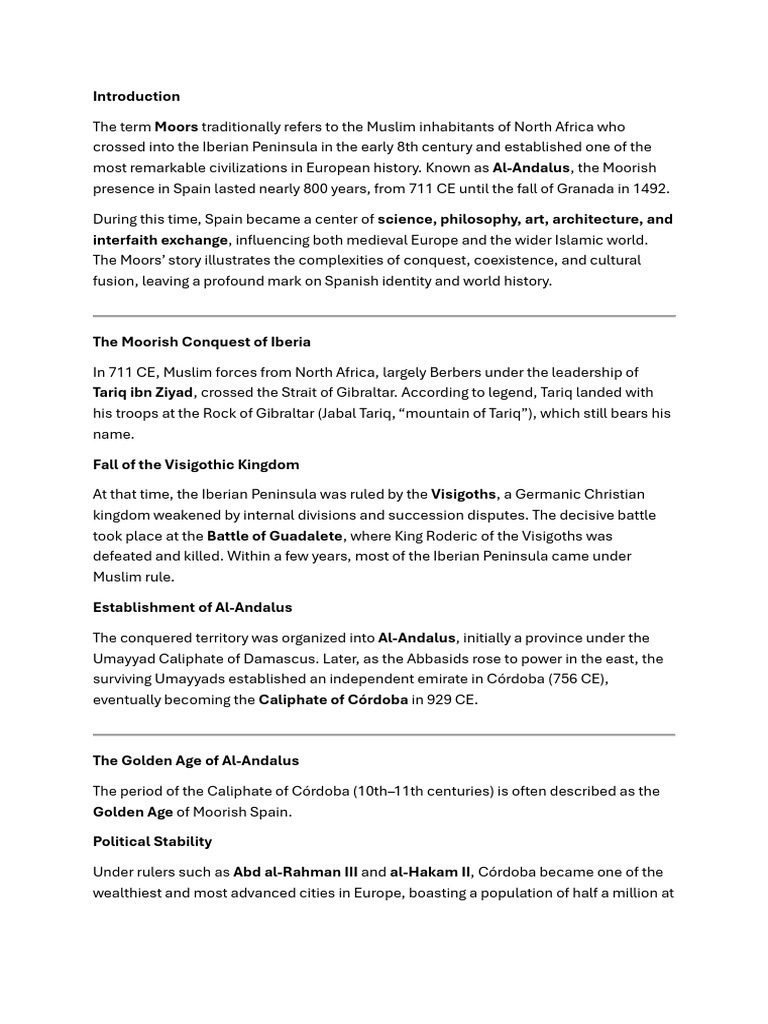The Moors in Spain Conquest Culture and Legacy of Al-Andalus | PDF | Al ...
