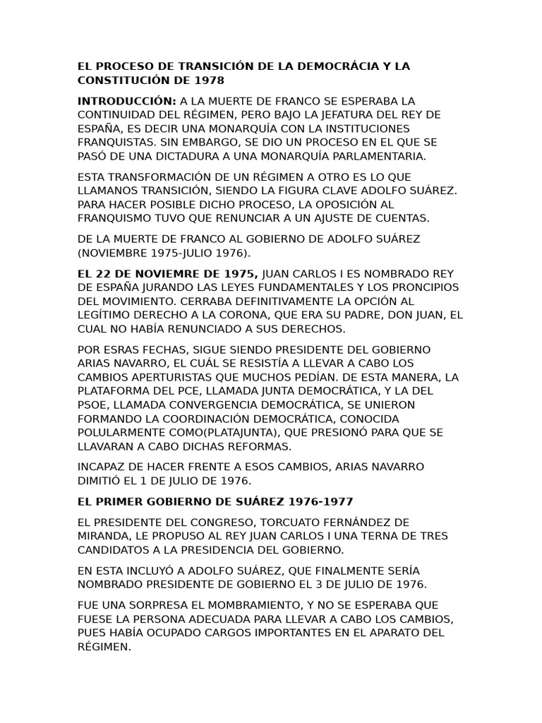 La Transición Española | PDF | Política de españa | Gobierno