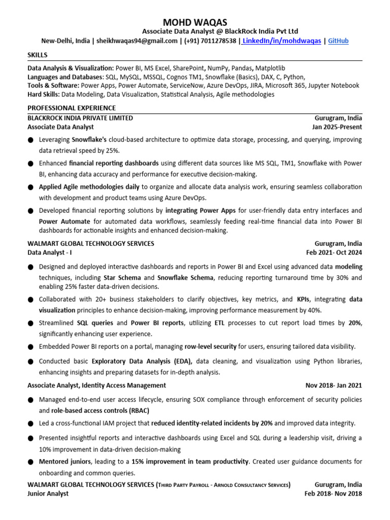Associate Data Analyst Profile Summary | PDF | Microsoft Sql Server ...