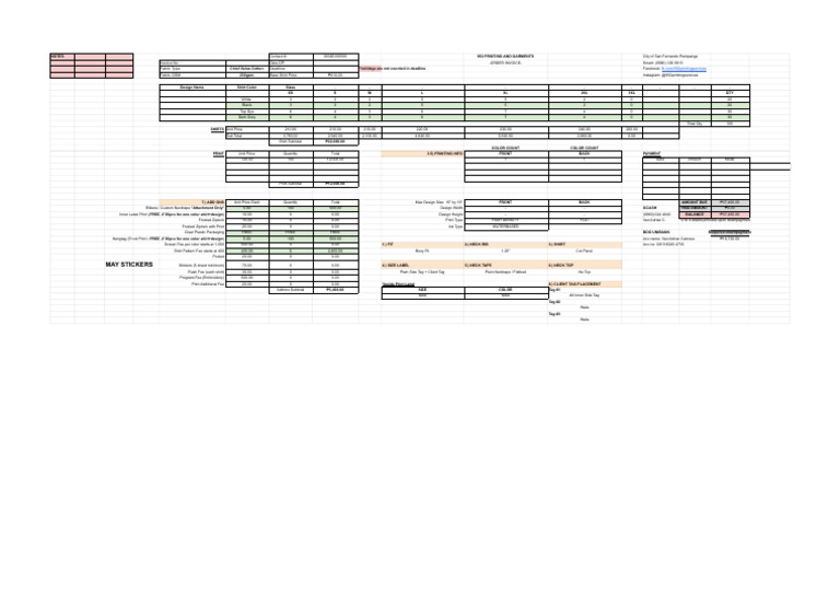 Custom Shirt Printing Invoice Details | PDF