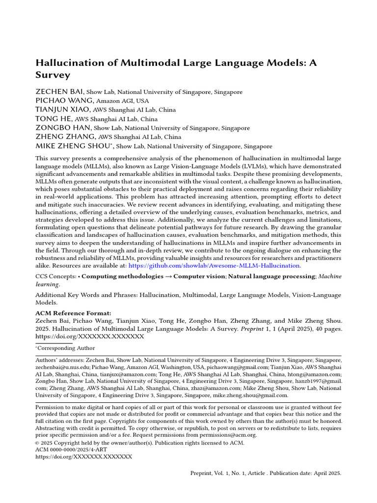 Survey on Hallucination in MLLMs | PDF | Computing | Applied Mathematics