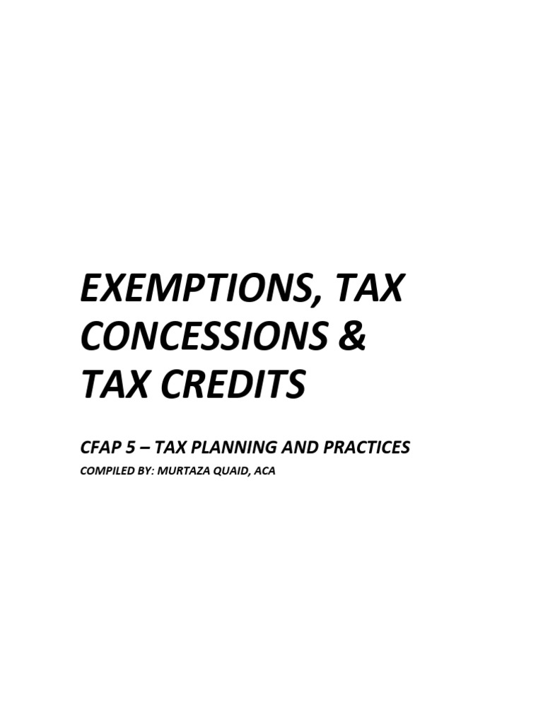 2 Handout - Exemptions, Tax Concessions & Tax Credits | PDF | Taxes ...