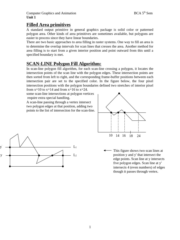 Unit 1 Filled Area Primitives | PDF | Vertex (Geometry) | Polygon