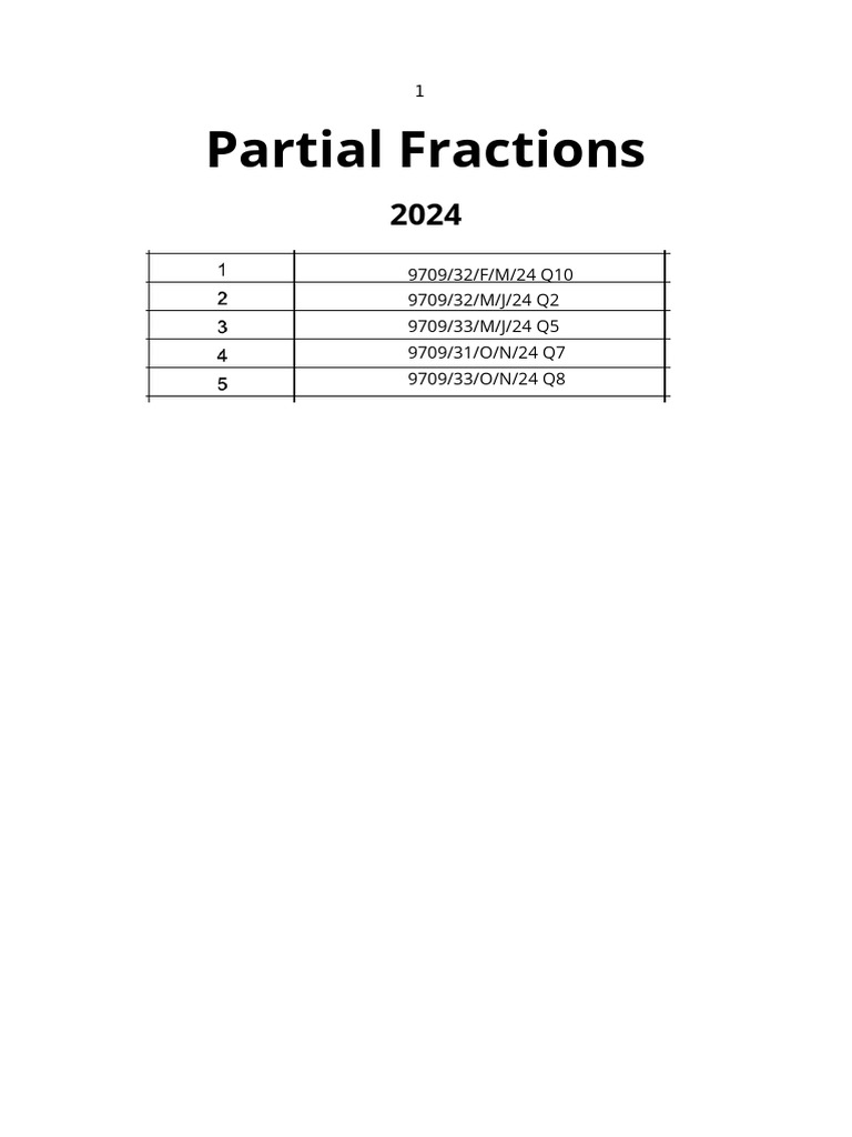 Partial Fractions P3 2024 WPG PDF | PDF