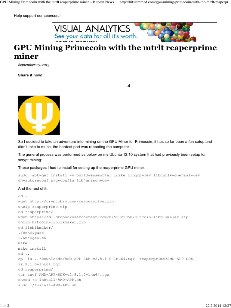 GPU Mining Primecoin With The MTRLT Reaperprime Miner - Bitcoin News ...