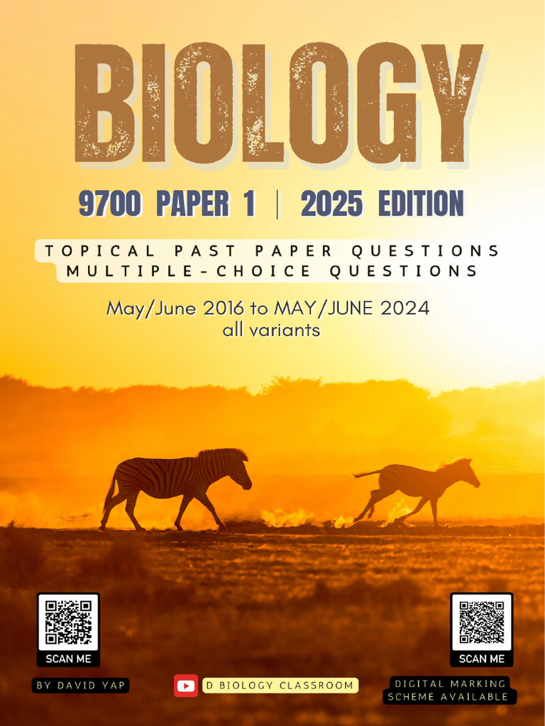 (WEB) CAIE 9700 Biology 2025 P1 Topical by MR David Yap | PDF ...