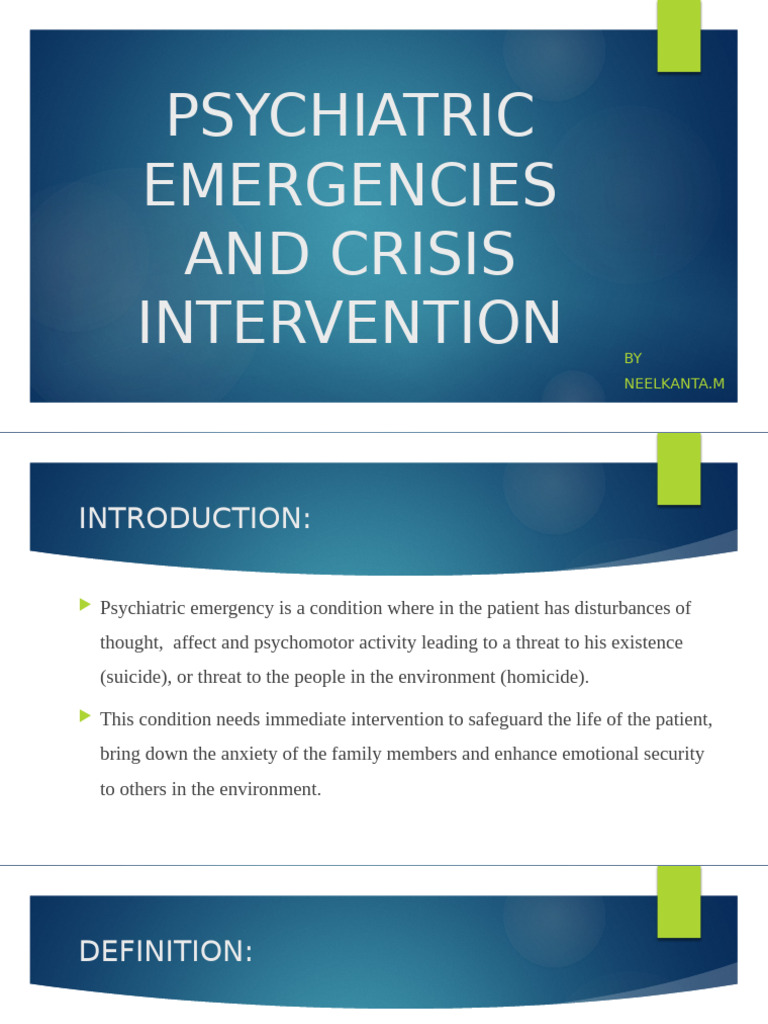 Crisis Intervention in Psychiatric Emergencies | PDF | Stress (Biology ...