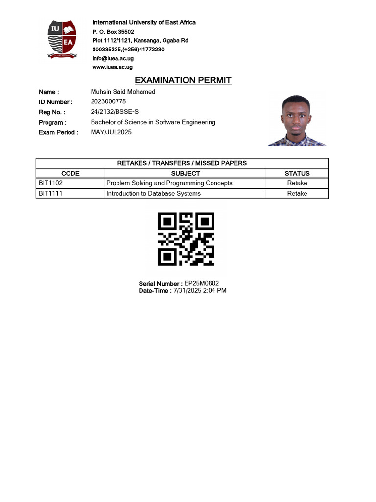 Examcard 1 | PDF